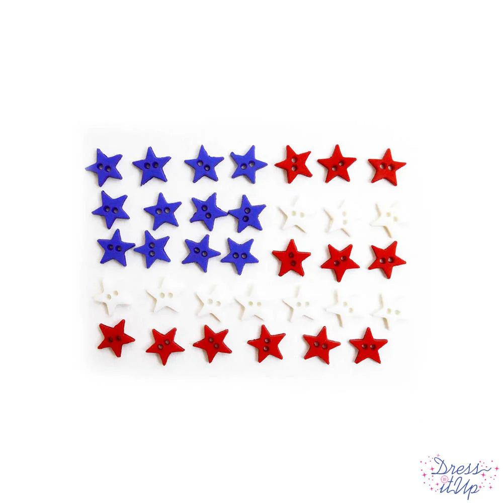 Button #4541 - Micro Stars Patriotic – Blueberry Backroads